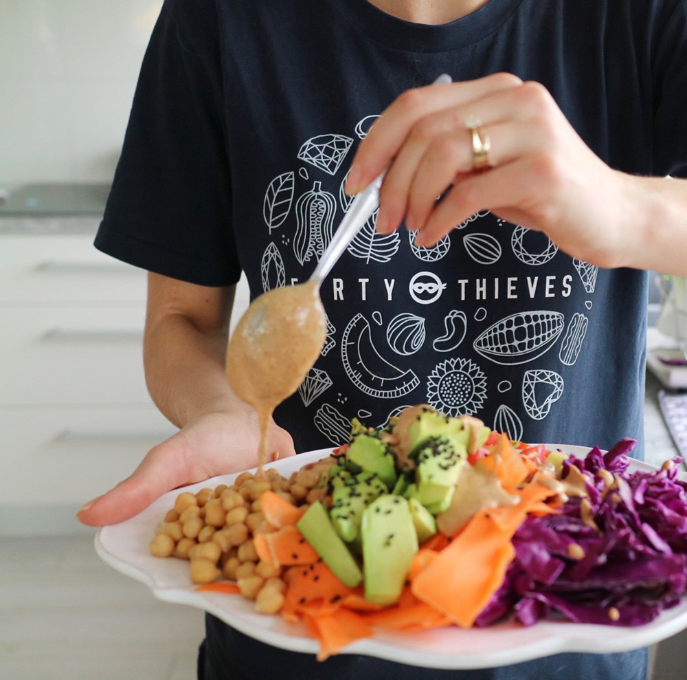 Rainbow Salad with Ginger Almond dressing - Forty Thieves Nut Butters